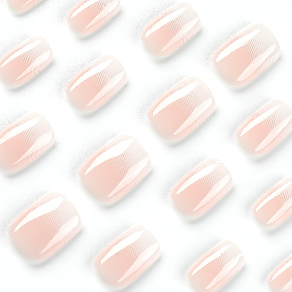Nail Art Ideas Square Pink Ombre Short Glossy Press On Nails – Vanccy