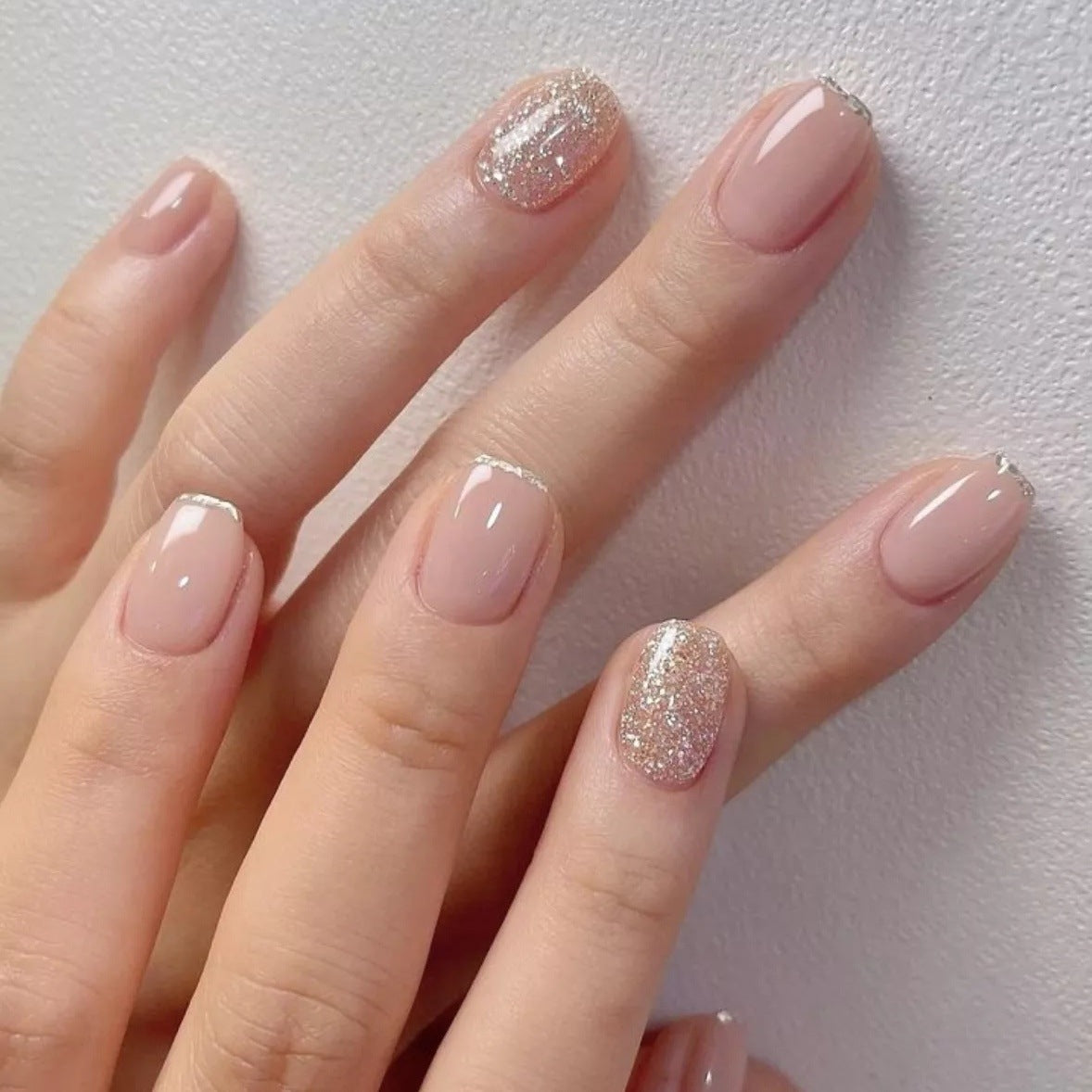 Nail Art Ideas Coffin Pink French Medium Glossy Press On Nails – Vanccy